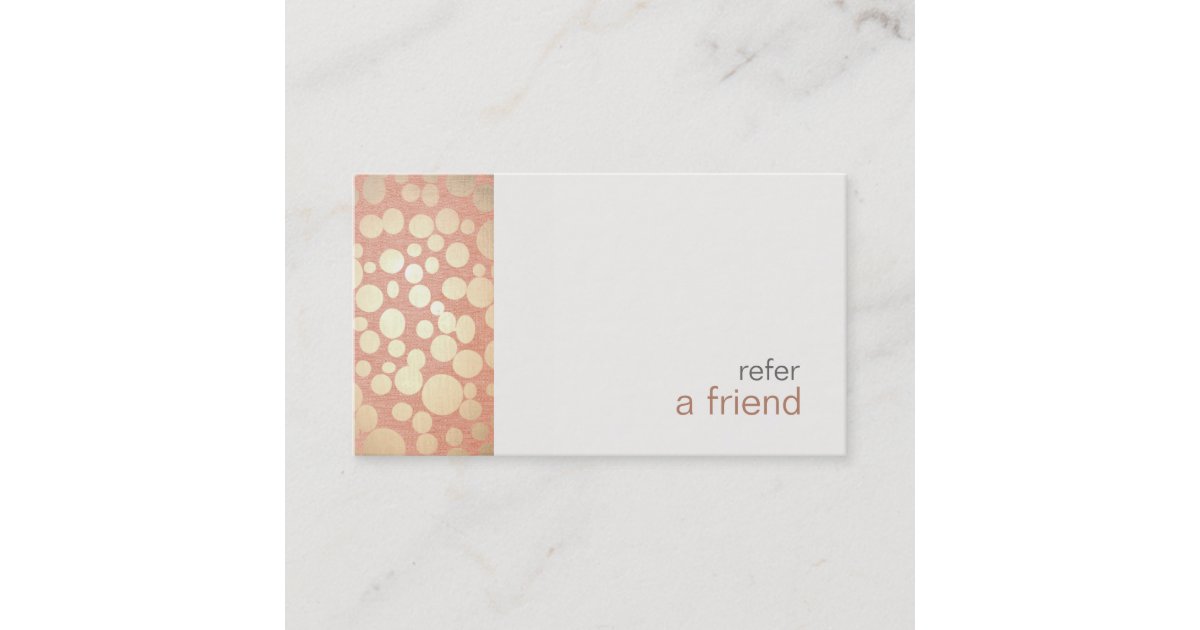 Modern and Hip Gold Refer A Friend Coupon Salon Referral Card | Zazzle