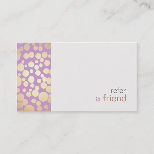 Modern and Hip Gold Refer A Friend Coupon Salon Referral Card | Zazzle