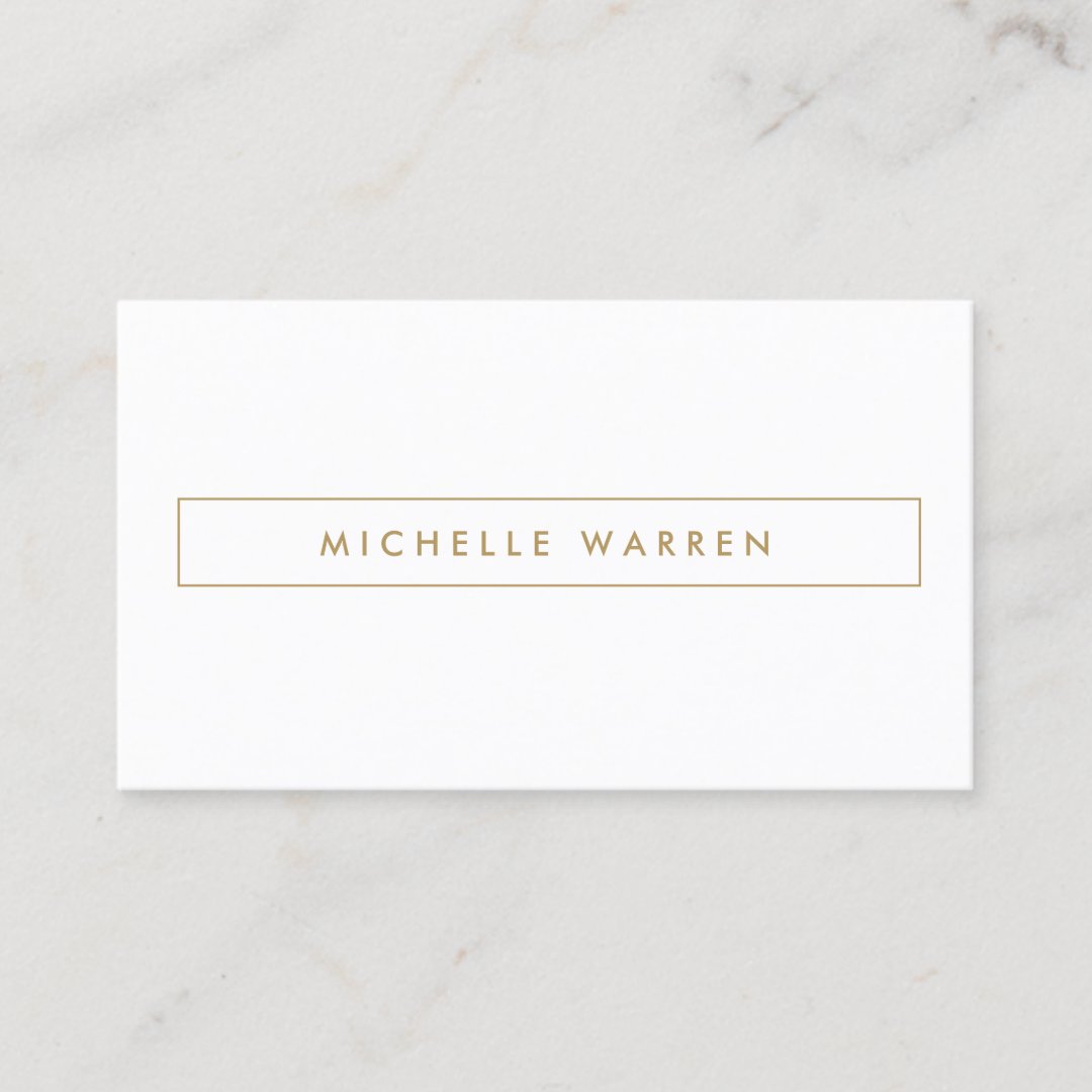 MODERN and MINIMAL Boxed Name Logo in Gold Business Card | Zazzle