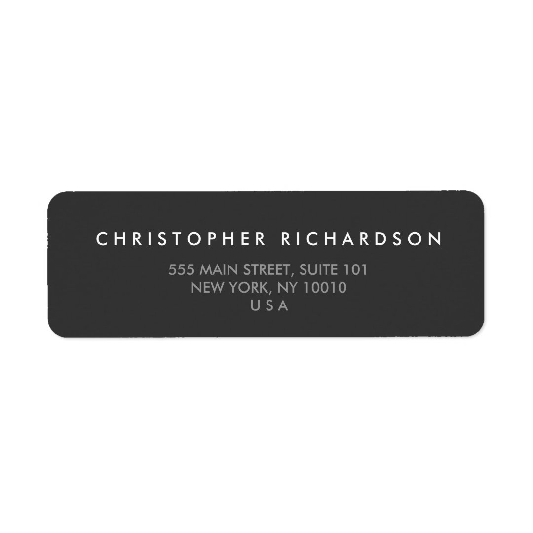 MODERN and MINIMAL Dark Gray Address Label | Zazzle