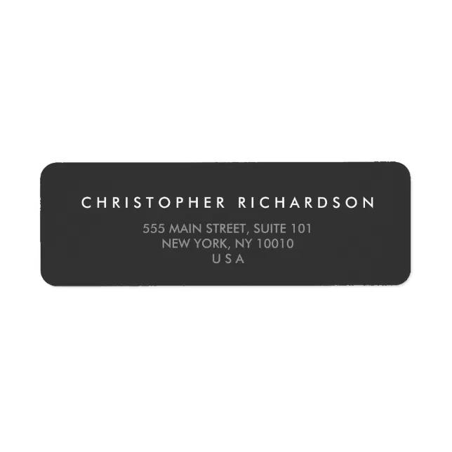 MODERN and MINIMAL Dark Gray Address Label | Zazzle