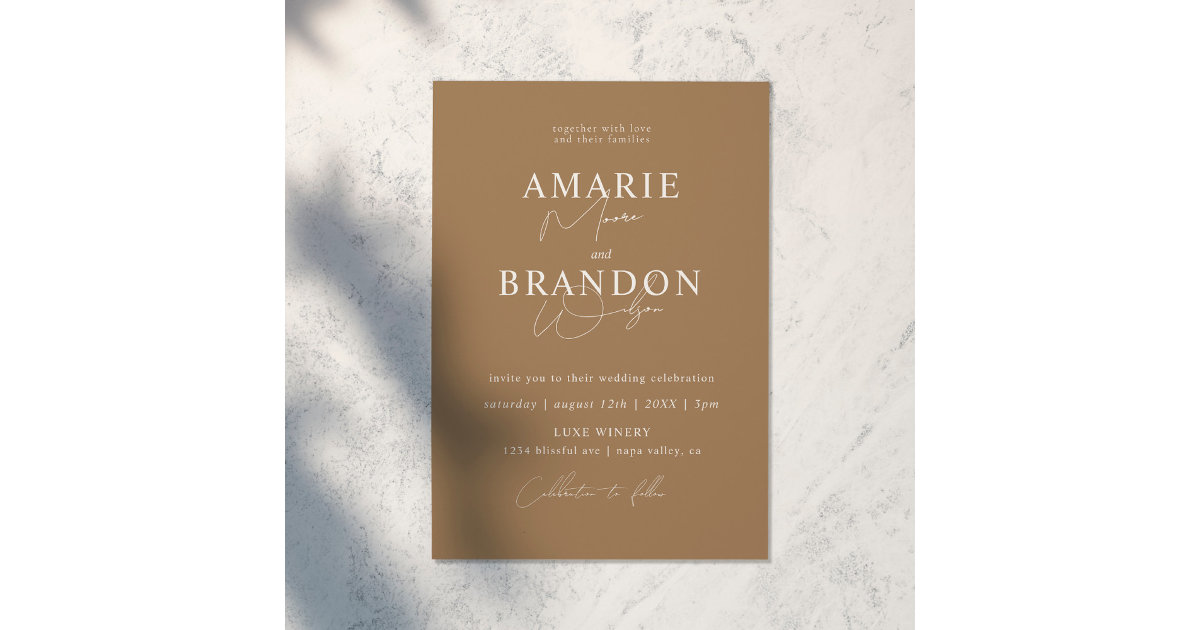 Modern and Minimal Earth Tone Wedding Invitation | Zazzle