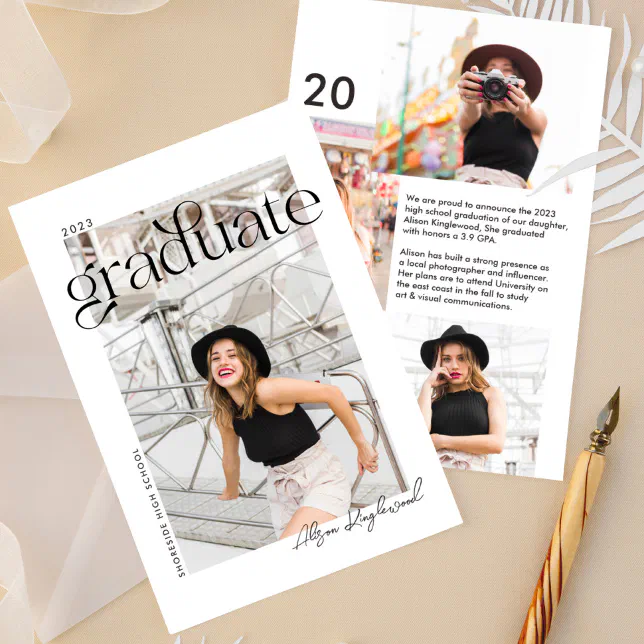Modern and Minimal Photo Graduation Announcement | Zazzle