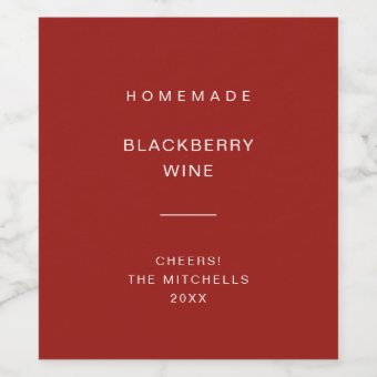 Modern and Minimal Red Wine Label | Zazzle