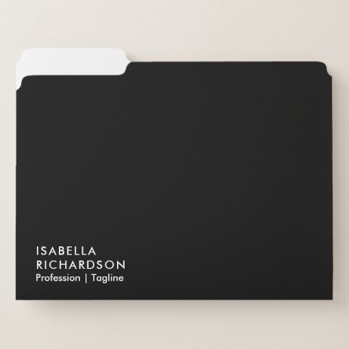 Modern And Minimalist Black File Folder | Zazzle