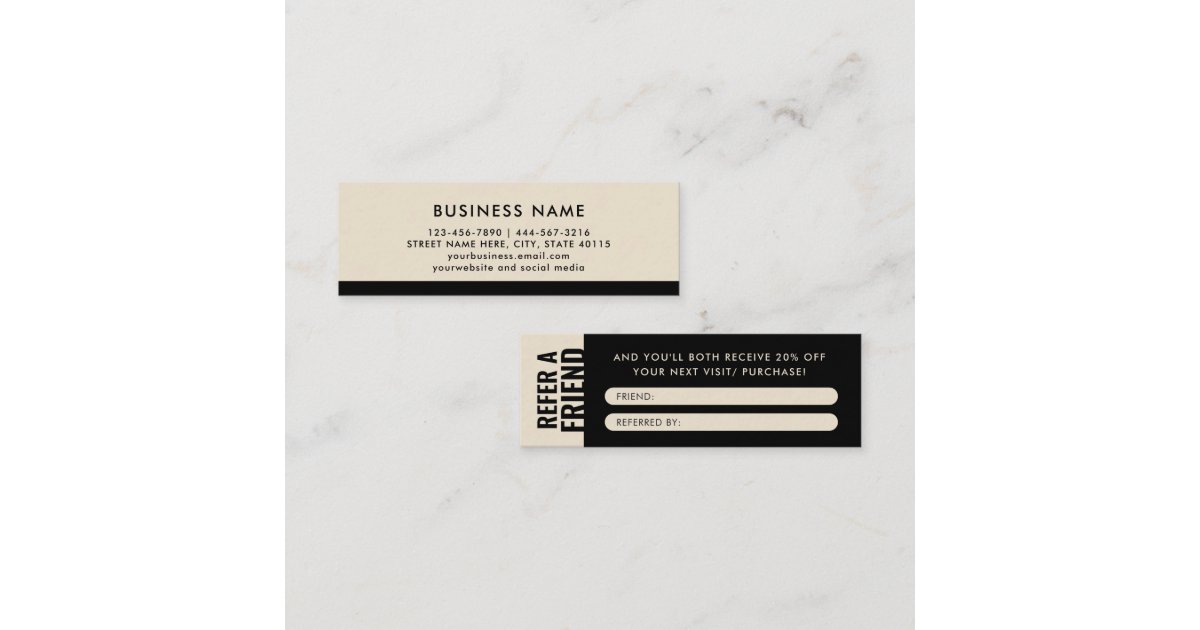 Modern and Minimalist Refer a Friend Referral Mini Business Card | Zazzle