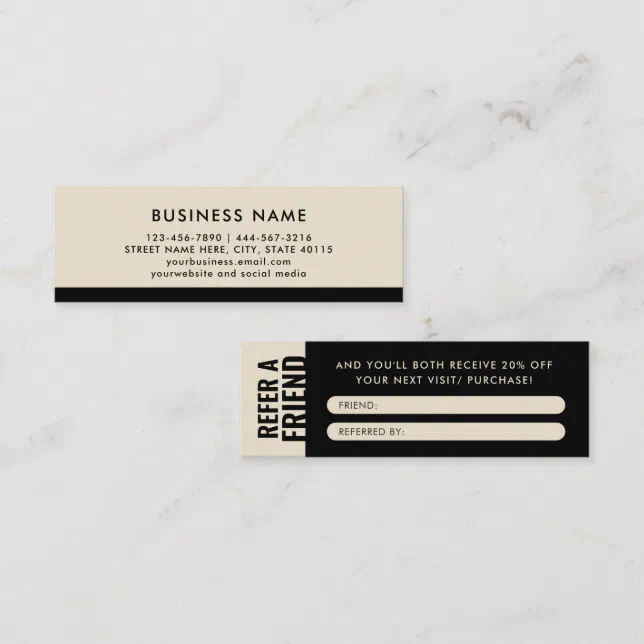 Modern and Minimalist Refer a Friend Referral Mini Business Card | Zazzle