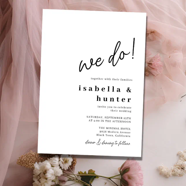 Modern and Minimalist Simple Wedding We Do Invitation | Zazzle