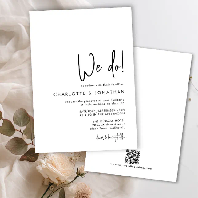 Modern and Minimalist Simple Wedding We Do Invitation | Zazzle
