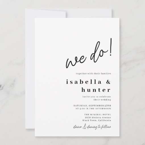 Modern and Minimalist Simple Wedding We Do Invitation | Zazzle