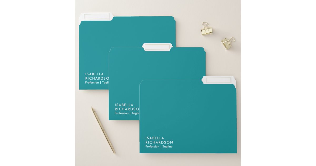Modern And Minimalist Teal File Folder | Zazzle