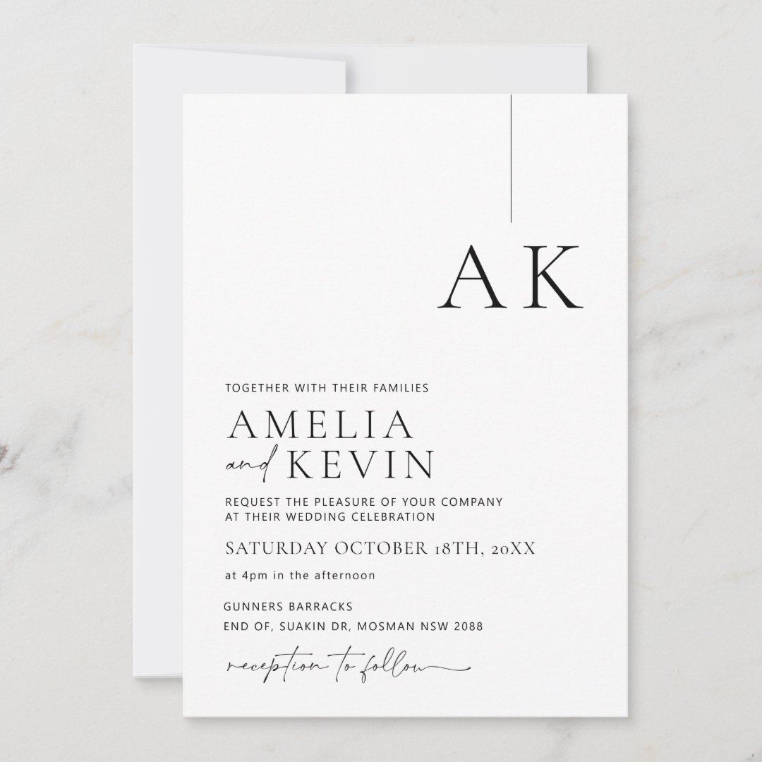 Modern and minimalist typography wedding invitation | Zazzle