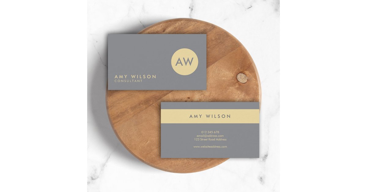 Modern and Professional Light Grey and Cream Business Card | Zazzle