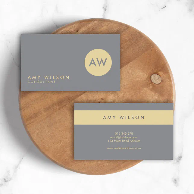 Modern and Professional Light Grey and Cream Business Card | Zazzle