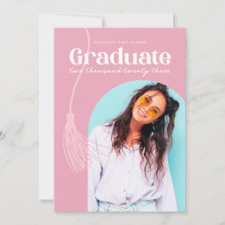 Modern and Retro Pink Graduation Invitation | Zazzle