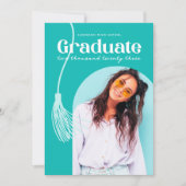 Modern and Retro Teal Graduation Invitation | Zazzle