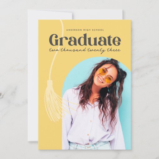 Modern and Retro Yellow Graduation Invitation | Zazzle