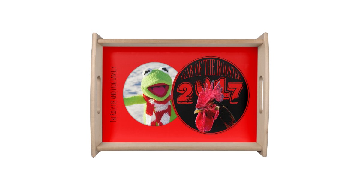 Modern and Rustic Rooster Year photo frame Serving Serving Tray | Zazzle