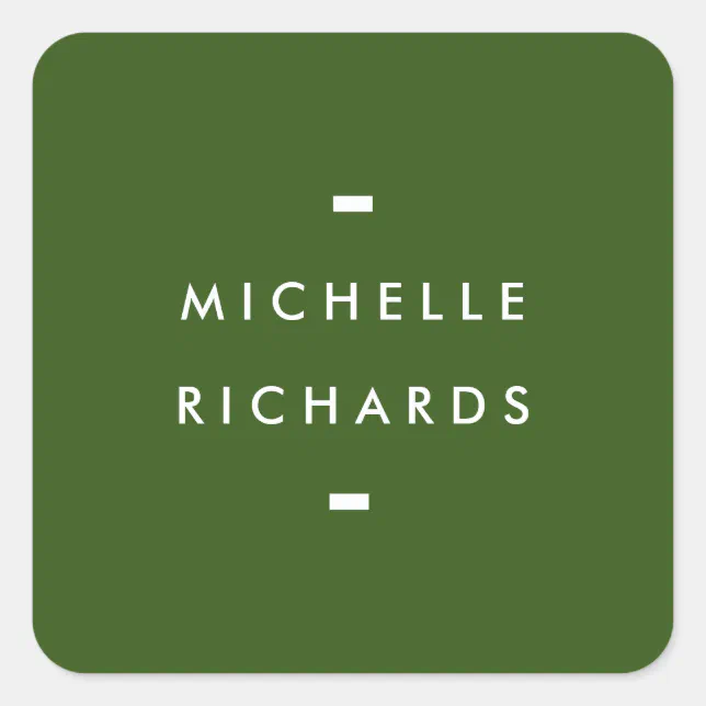 Modern and Simple Forest Green Square Sticker | Zazzle