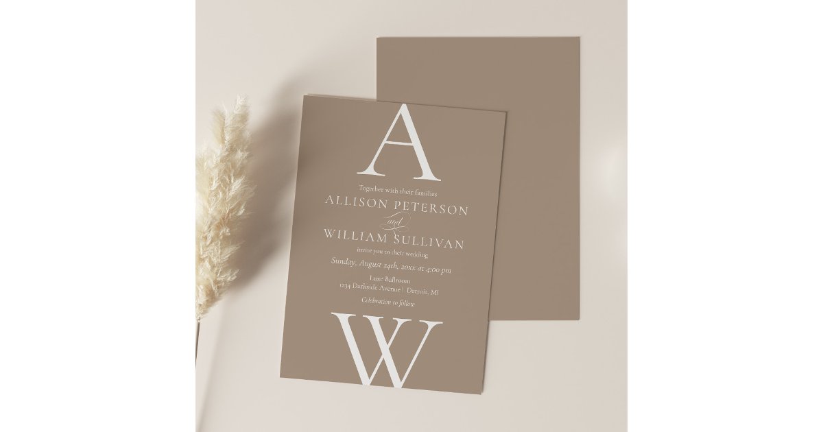Modern and Simple Neutral Wedding Invitation | Zazzle