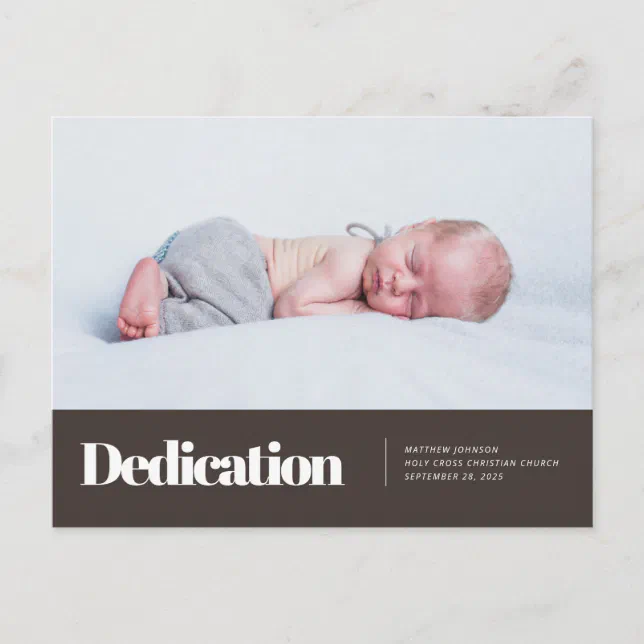 Modern and Simple Photo Dedication Invitation Postcard | Zazzle