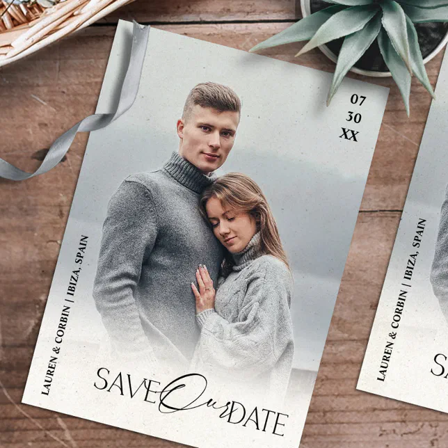 Modern and Simple Photo Save Our Date Invitation | Zazzle