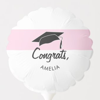 Modern and Simple Pink Congrats Graduation Balloon | Zazzle