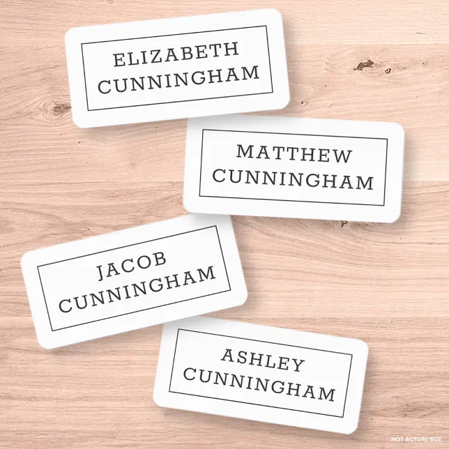 Modern and Simple Typography Frame Add Four Names Kids' Labels | Zazzle