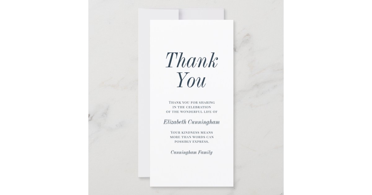Modern and Simple Typography Memorial Thank You Card | Zazzle