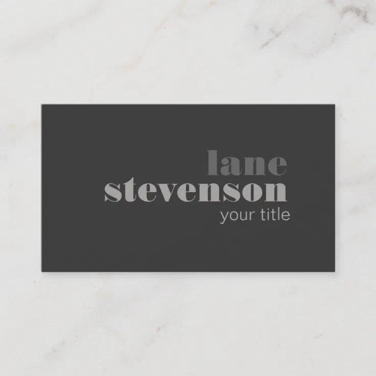 Modern and Sophisticated Bold Font Black Business Card | Zazzle
