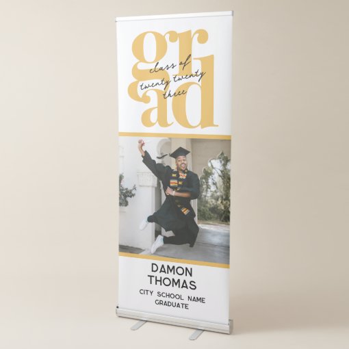 Modern and Traditional Photo Graduation Retractable Banner | Zazzle