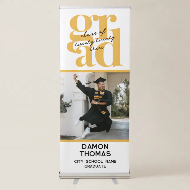 Modern and Traditional Photo Graduation Retractable Banner | Zazzle