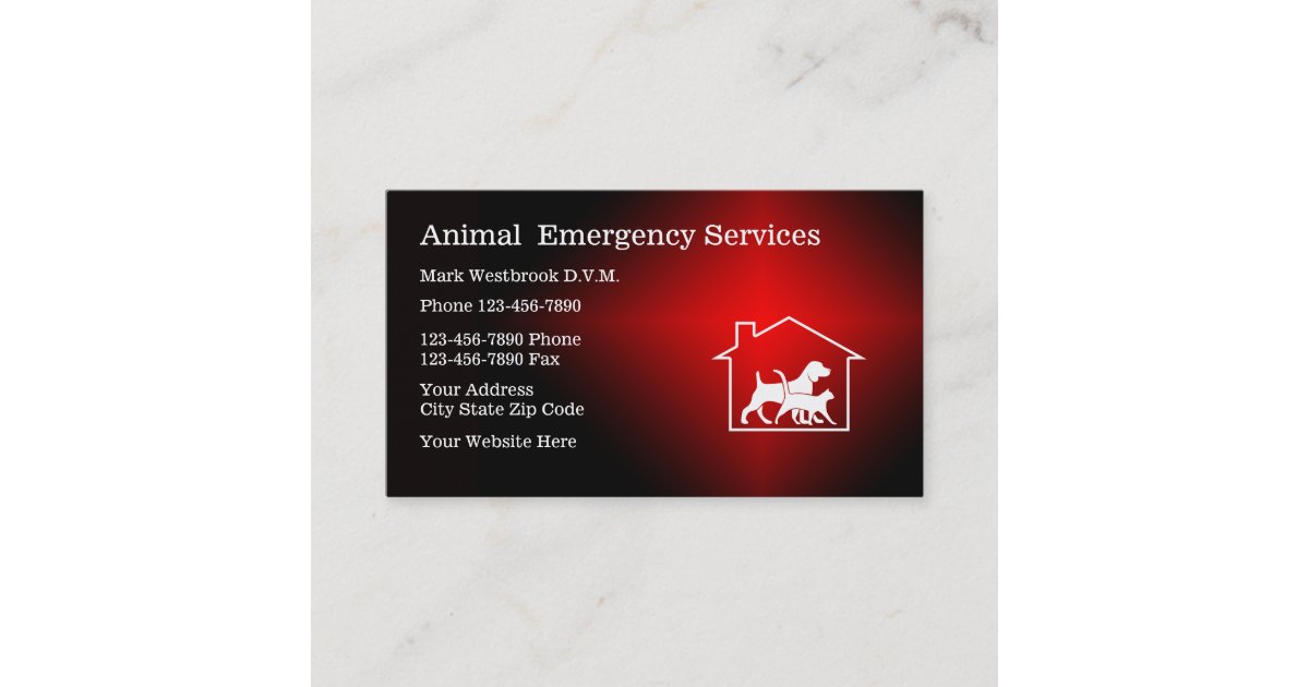 Modern Animal Hospital Veterinarian Business Card | Zazzle