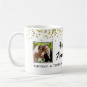 Modern Anniversary 2 Photos Gold Confetti Names Coffee Mug | Zazzle