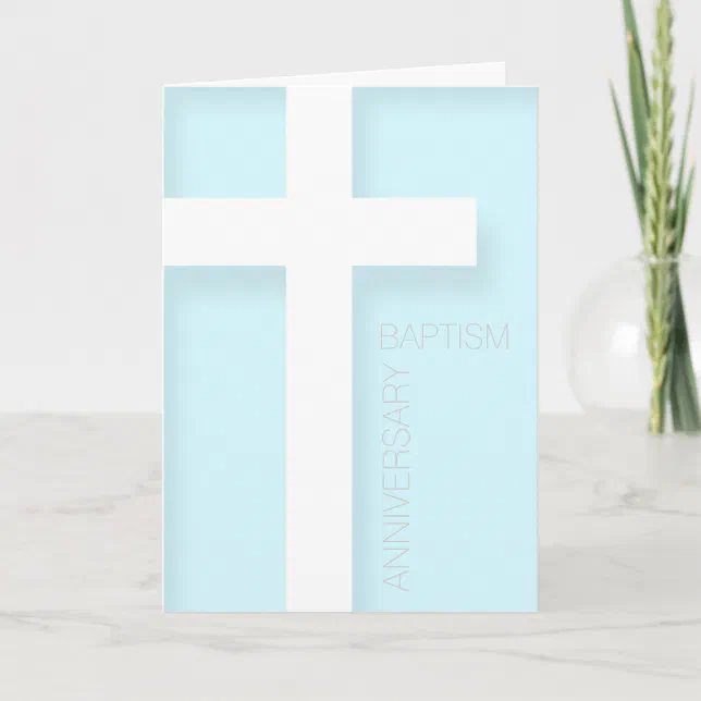Modern Anniversary of Baptism in Blue Greeting Card | Zazzle
