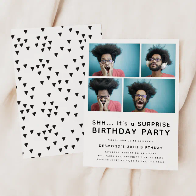 Modern Any Age 4x Photo Surprise Birthday Party Invitation | Zazzle