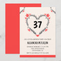 Modern Any age Floral Heart for her 37th birthday Invitation | Zazzle