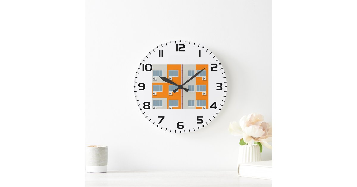 Modern Apartment Building with Air Conditioners Large Clock | Zazzle