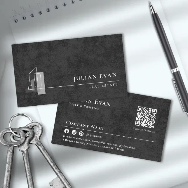 Modern Apartment Logo Black and White Realtor Business Card | Zazzle