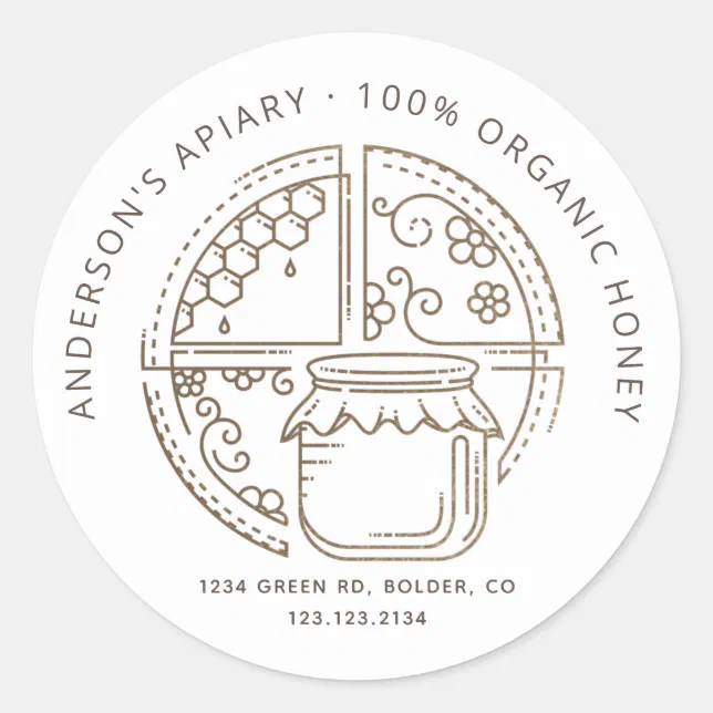 modern apiary honey jar label | Zazzle