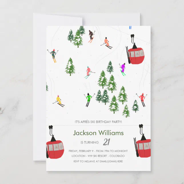 Modern Aprés Ski Skiing Birthday Invitation | Zazzle