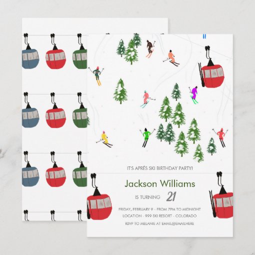 Modern Aprés Ski Skiing Birthday Invitation | Zazzle