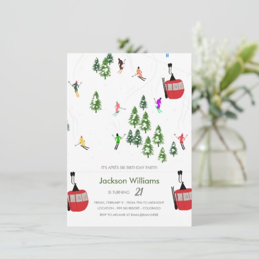 Modern Aprés Ski Skiing Birthday Invitation | Zazzle