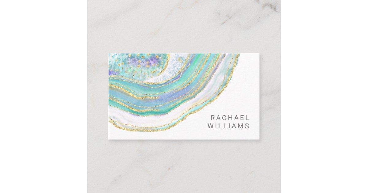 Modern Aqua and Purple Agate Stone Pattern Business Card | Zazzle