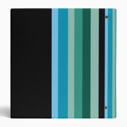 Modern Aqua Blue And Black Stripe Monogrammed Binder | Zazzle