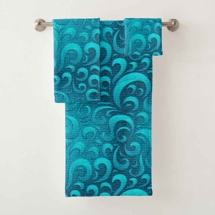 Modern Aqua Blue Trendy Bath Towel Set | Zazzle.com