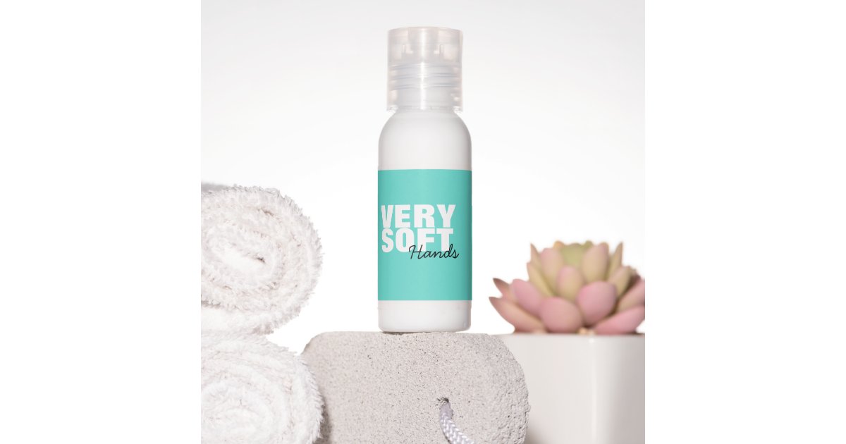 Modern Aqua Minimal Typography Very Soft Hands Hand Lotion | Zazzle