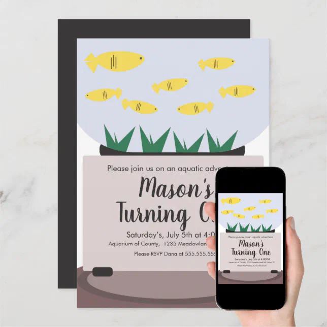 Modern Aquarium Fish Tank Birthday Invitation | Zazzle