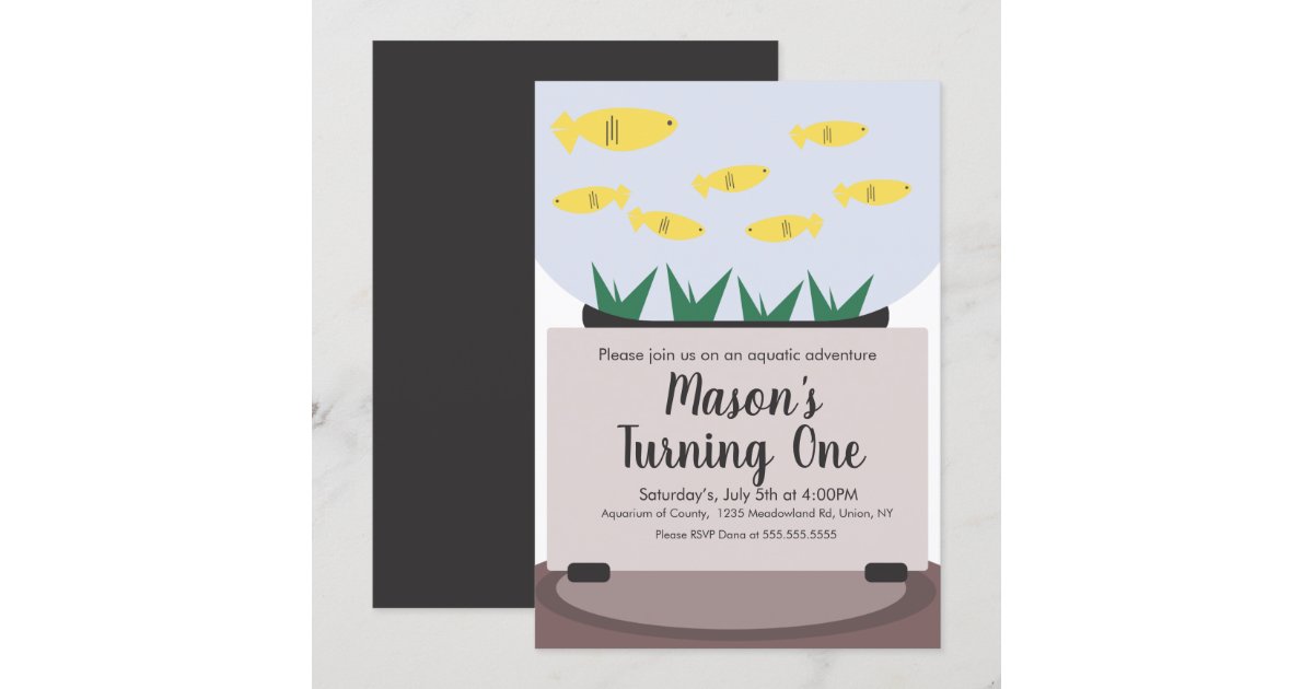 Modern Aquarium Fish Tank Birthday Invitation | Zazzle