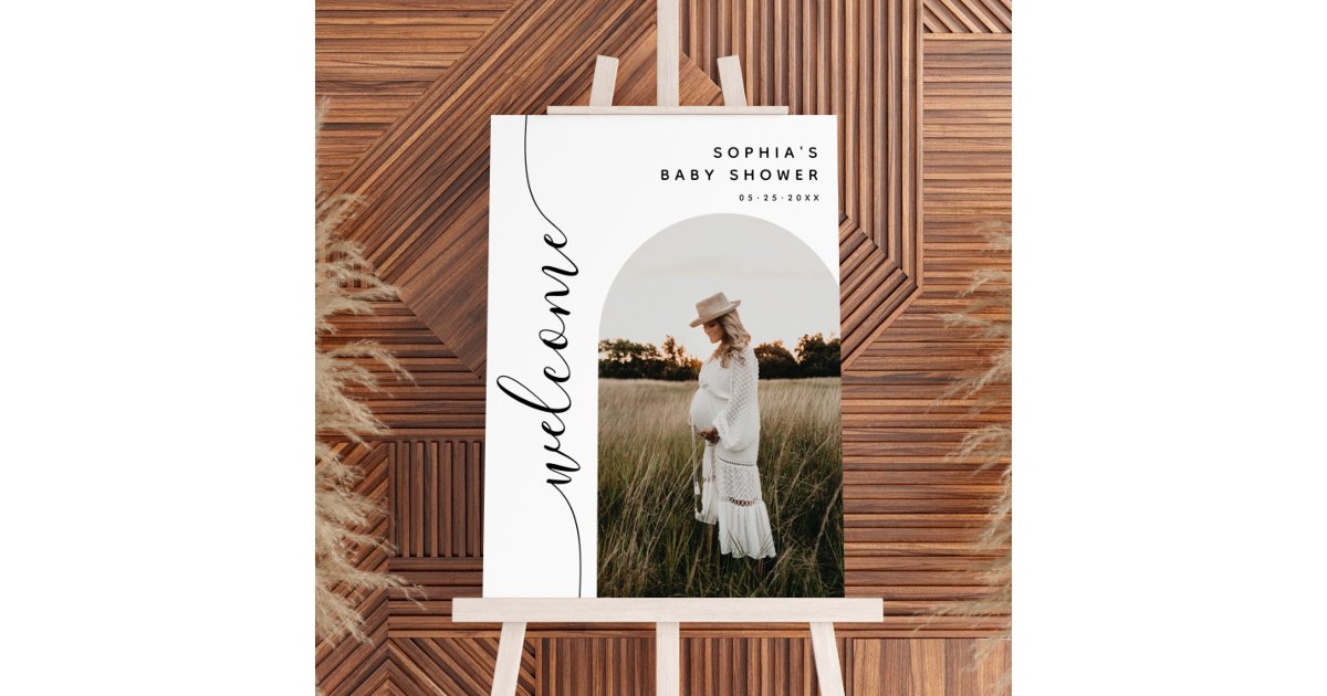 Modern Arch Baby Shower Photo Welcome Sign | Zazzle